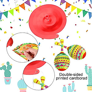 30 Pieces Mexican Fiesta Hanging Swirl Decorations, Cardstock Mexican Fiesta Cinco De Mayo Taco Twosday Birthday Theme Foil Ceiling Party Supplies for Boys Girls Baby Shower Party Favors