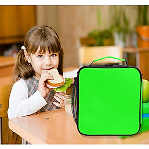 Kigai Plain Neon Green Solid Color School Lunchbox for Boys Girls,Insulated Lunch Tote Bag with Adjustable Strap,Leakproof and Durable Lunch Cooler for Work Office