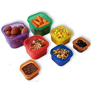 BloominGoods 7 Portion Control Food Storage Containers & Labelled Lids | BPA Free, Leakproof, Microwave & Freezer Safe Meal Prep Lunch Boxes | For Weight Loss & 21 Day Diet Plan | Bonus Carrying Pouch