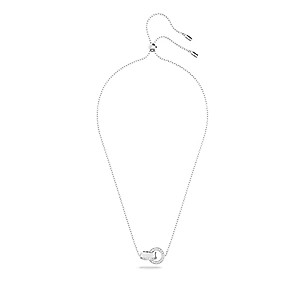 SWAROVSKI Dextera Necklace with Interlocking Circle Motif in Rhodium-Finish Metal and White Crystal Pavé on Rhodium Finish Chain, Size Small, Part of the Dextera Collection