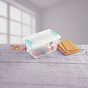 Sterilite Plastic Medium Clip Stacking Storage Box Container with Latching Lid for Home, Office, Workspace, and Utility Space Organization, 4 Pack