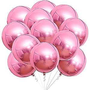 KatchOn, Metallic Pink Balloons - Pack of 24 | Pink Foil Balloons, Checkered Flag Balloons | Black and White Checkered Balloons for Pink Birthday Party Decorations and Race Car Birthday Party Supplies