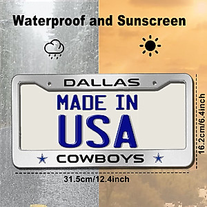 2 Pack Fit Cowboys License Plate Frames, Car Tag License Plate Cover for Cowboys,Silver