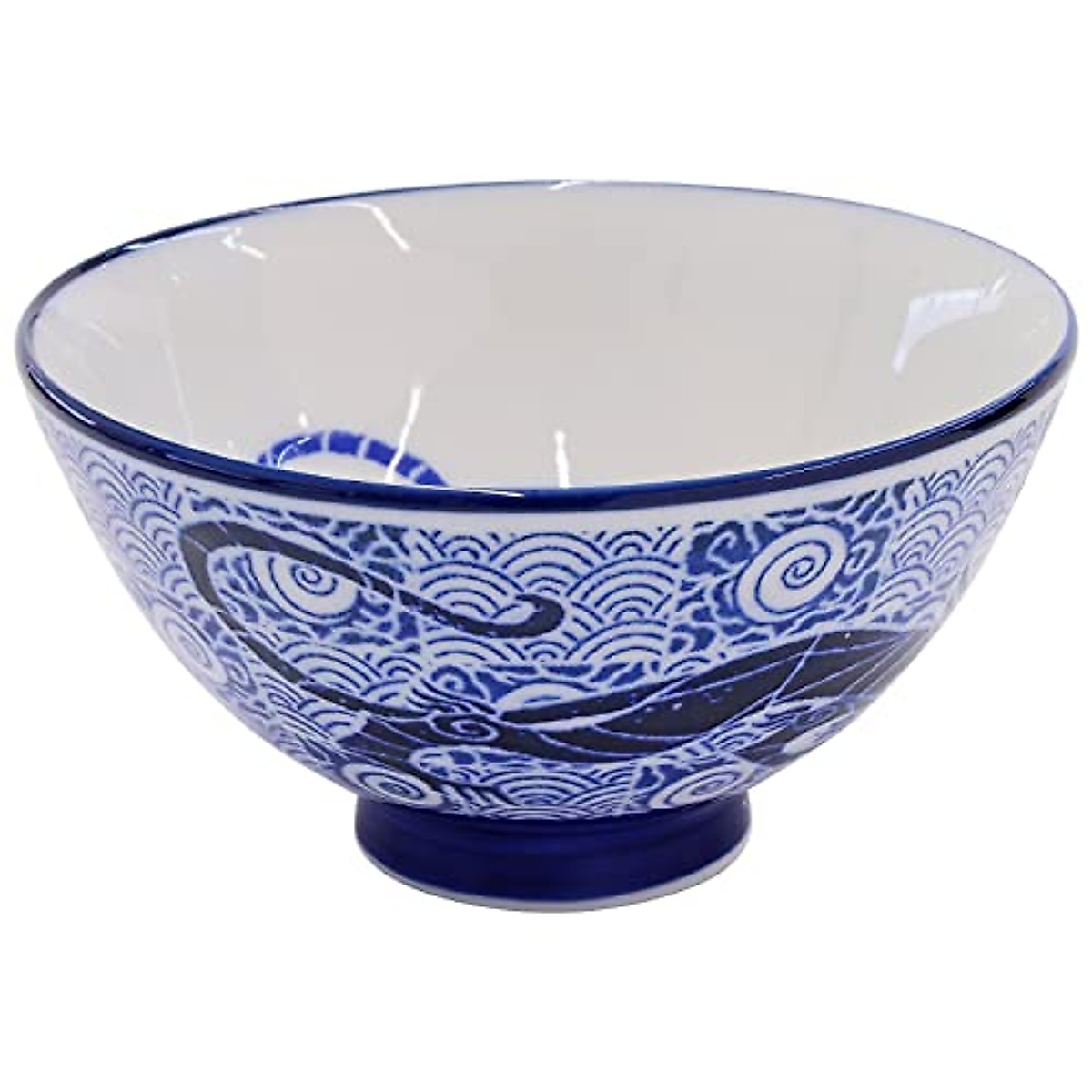 Mino Ware Rice Bowl Set, 4.8 inch, Dragon Design, Indigo Blue, Japanese Ceramic Bowls, 6.8 oz, Set of 2