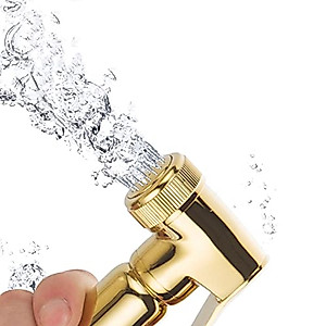 Shower System, Handheld Bidet Sprayer for Toilet Gold Baby Cloth Diaper Sprayer Portable Brass Hand Held Toilet Bidet Sprayer Head with Bidet Hose for Feminine Wash, Pet Washing, Easy to Install