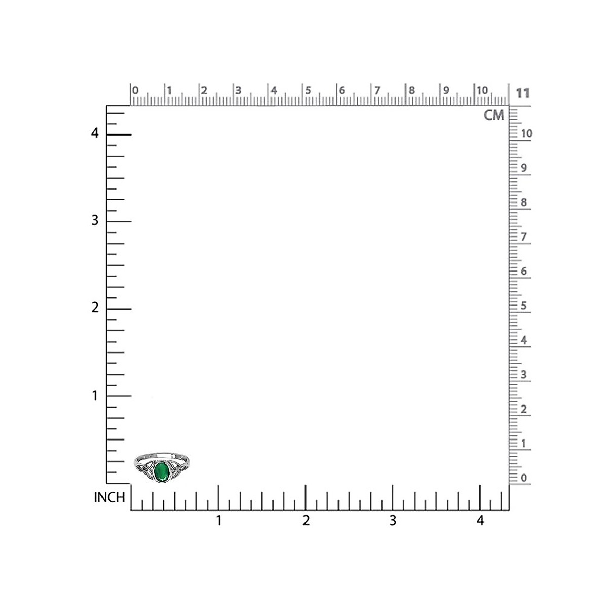 Silvershake Natural Emerald Green Agate White Gold Plated 925 Sterling Silver Triquetra Celtic Knot Ring Size 7