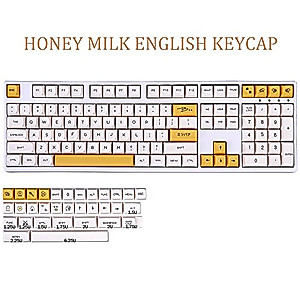 Sumgsn 140 Keys PBT Keycaps Dye-Sub XDA Profile Milk and Honey Theme for Mechanical Gaming Keyboard Cherry Gateron MX Switches (English)