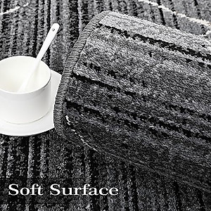 GlowSol Large Area Rug 8x10 Abstract Thick Rug Grey Modern Rugs Non-Slip Stain-Resistant Rug, Non-Shedding Floor Mat Grey Carpet for Living Room Bedroom DiningRoom Home Office Farmhouse