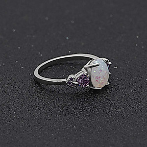Ginger Lyne Collection Celia Oval Simulated Fire Opal Purple Cz Ring Statement Engagement