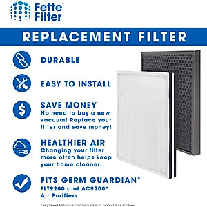 Fette Filter - FLT9200 True Hepa H13 Air Purifier Filter H and Carbon Combo Pack Compatible with FLT9200 for AC9200 AC9200WCA Air Purifier 2 True HEPA & 2 Carbon Filter Included.
