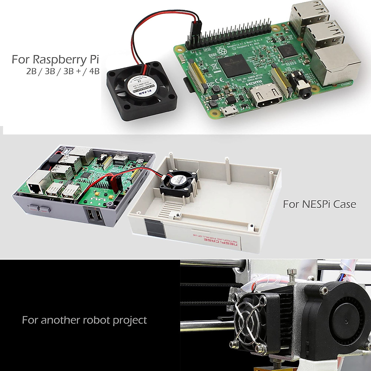 Raspberry Pi 4 Fan, iUniker Raspberry Pi Cooling Fan 30x30x7mm Brushless CPU Cooling Fan for Raspberry Pi 4 Model B, 3 B+, Pi 3, Pi 2, Pi 1 B+, RetroFlag NESPI Case(2-Pack)