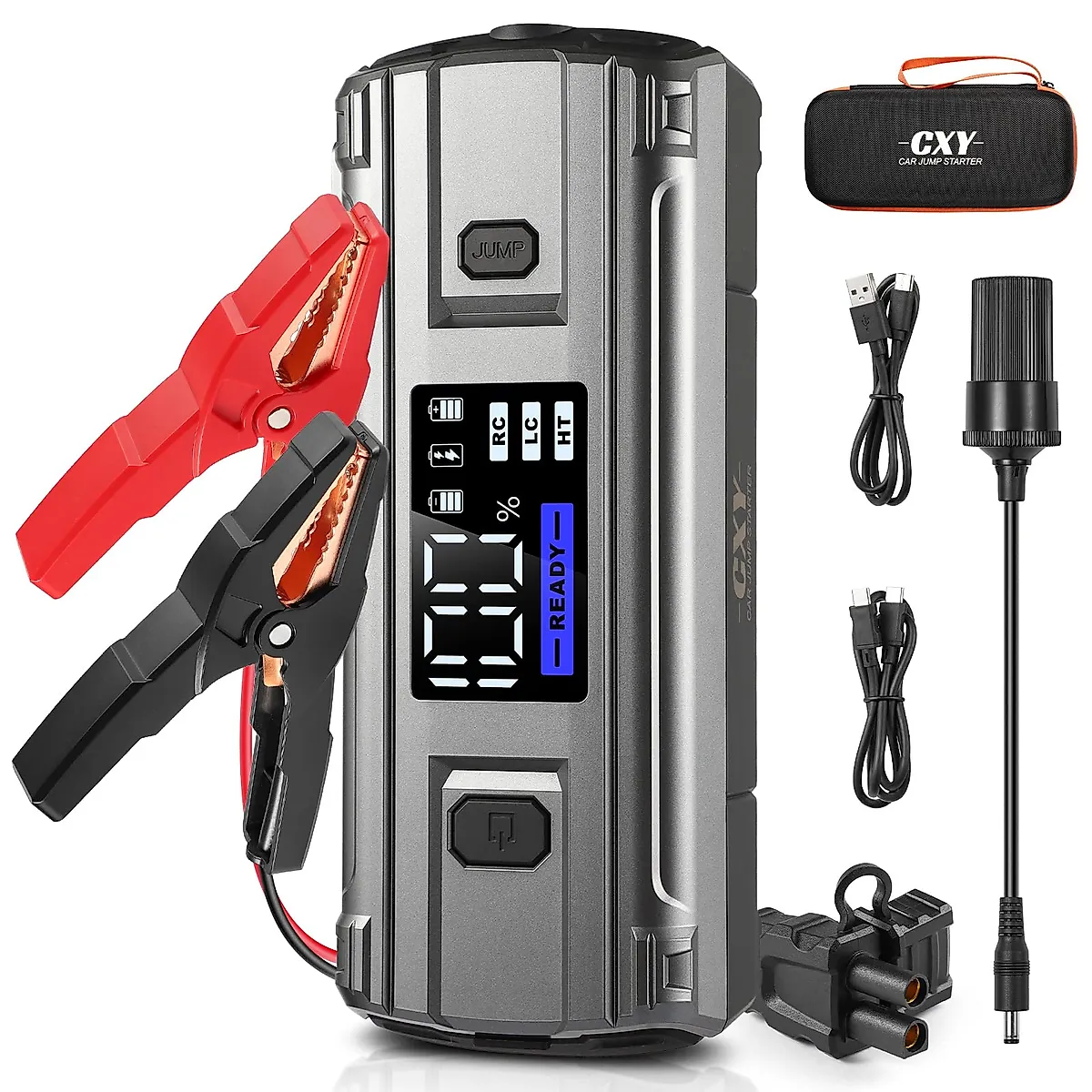 Cxy T13Plus 2000A Jump Starter Power Pack,65W in/Out Fast Charging 12V Car Jump Starter for Up to 8.5L Petrol or 6L Diesel Engines,Car Battery Booster Jump Starter with LCD Screen for Laptop Charging