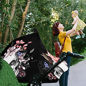 Death Sugar Skulls Baby Car Seat Cover for Baby Boys and Girls Breathable Lightweight Carseat Cover Baby Carrier Cover Soft Flexible for Girls Boys