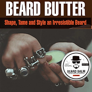Beard Balm, Conditioning Beard Balm for Men, Softens Smoothing Refreshing Beards Mustache, Beard Conditioner Wax Beard Cream with Shea Butter, Tea Tree, Jojoba Oils 2 ounce