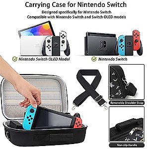 Zelda Carrying Storage Case for Nintendo Switch/OLED Model - Tears of the Kingdom - Portable Hard Shell Travel Messenger Bag Soft Lining 18Card Slots for Switch Console Pro Controller & Accessories