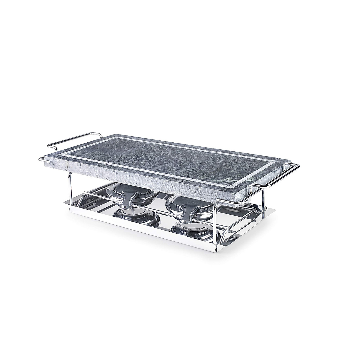 Ibili Raclette Stone Table Grill - Non-Stick Flat Top Marble Surface, Made in Spain, Removable Cooking Stone, Fast Heating & Adjustable Temperature, Indoor/Outdoor Use - Includes 2 Burner Set