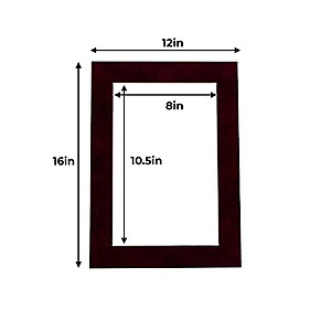 12x16 Mat for 8.5x11 Photo - Precut Dark Red Suede Picture Matboard for Frames Measuring 12 x 16 Inches - Bevel Cut Matte to Display Art Measuring 8.5 x 11 Inches - Acid Free ONE MAT