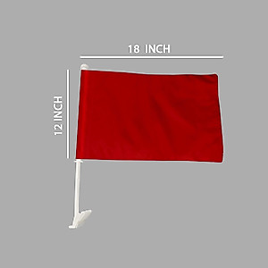 Solid Red Car Window Clip Flag Fade Resistant Vehicle for Patriotic, Sports Events, Parades - Premium - Double Side Printing (Pack of 100)