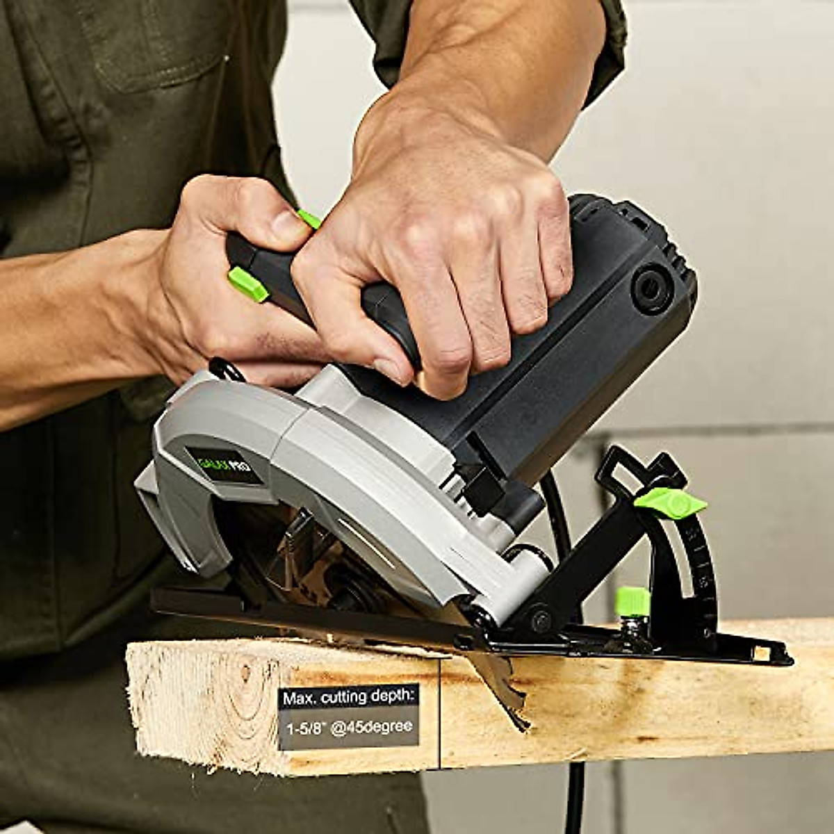 GALAX PRO Circular Saw 5800 RPM Hand-Held Cord Circular Saw, 10 Amp with 7-1/4 Inch Blade, Adjustable Cutting Depth (1-5/8" to 2-1/2") for Wood and Logs Cutting