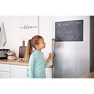 Magnetic Dry Erase Blackboard with Chalkboard Design for Kitchen Fridge-Office - Includes 4 Liquid Chalk Markers - 17X13” - Refrigerator Black Board Organizer and Planner