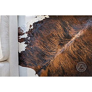 Genuine Dark Brindle Tricolor Cowhide Rug Size 6 x 6-7 ft. 180 x 210 cm