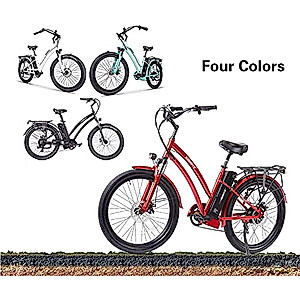 Soumye 48V500W13Ah 26" Step-Thru Beach Cruiser Electric Bicycle City E-Bike Mountain Bike (Step-Thru Green)…