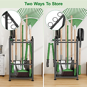 DIRZA Garden Tool Organizer,Yard Tool Organizer for Garage Organization and Storage,Garden Tool Rack with 9 Loops for Garage, Shed, Outdoor,Easy Take Out and Storage,Will NOT tip over