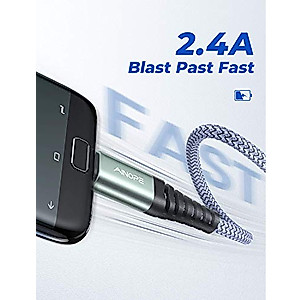 2-Pack Micro USB Cable [6.6ft], Unbreakable Android Micro USB Charging Cable, AINOPE Micro USB Fast Charging Cords for Android Nylon Compatible with Samsung Galaxy S6,J7 Edge Note 5, Kindle