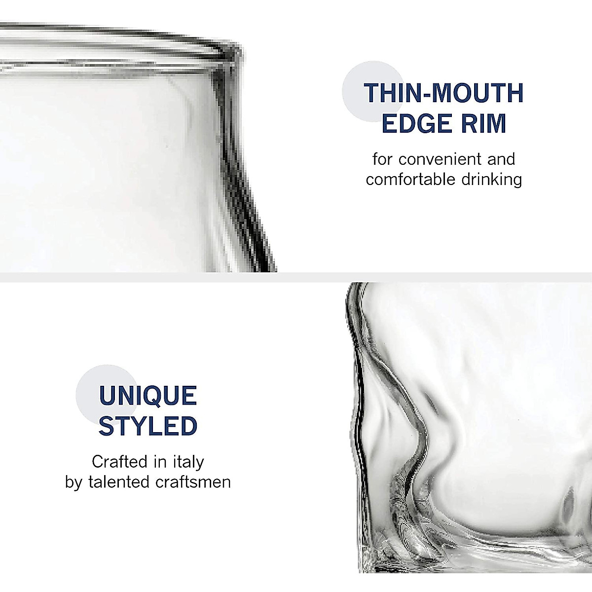 Bormioli Rocco Sorgente Double Old Fashioned Glasses, Set of 4,14.25 ounces