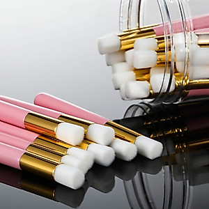 Patelai 60 Pieces Lash Shampoo Brushes with Container, Eyelash Extension Cleansing Brush Nose Pore Cleaning Tool Peel off Blackhead Removing Tool Cosmetic Lash Cleanser Facial Cleansing(Pink)