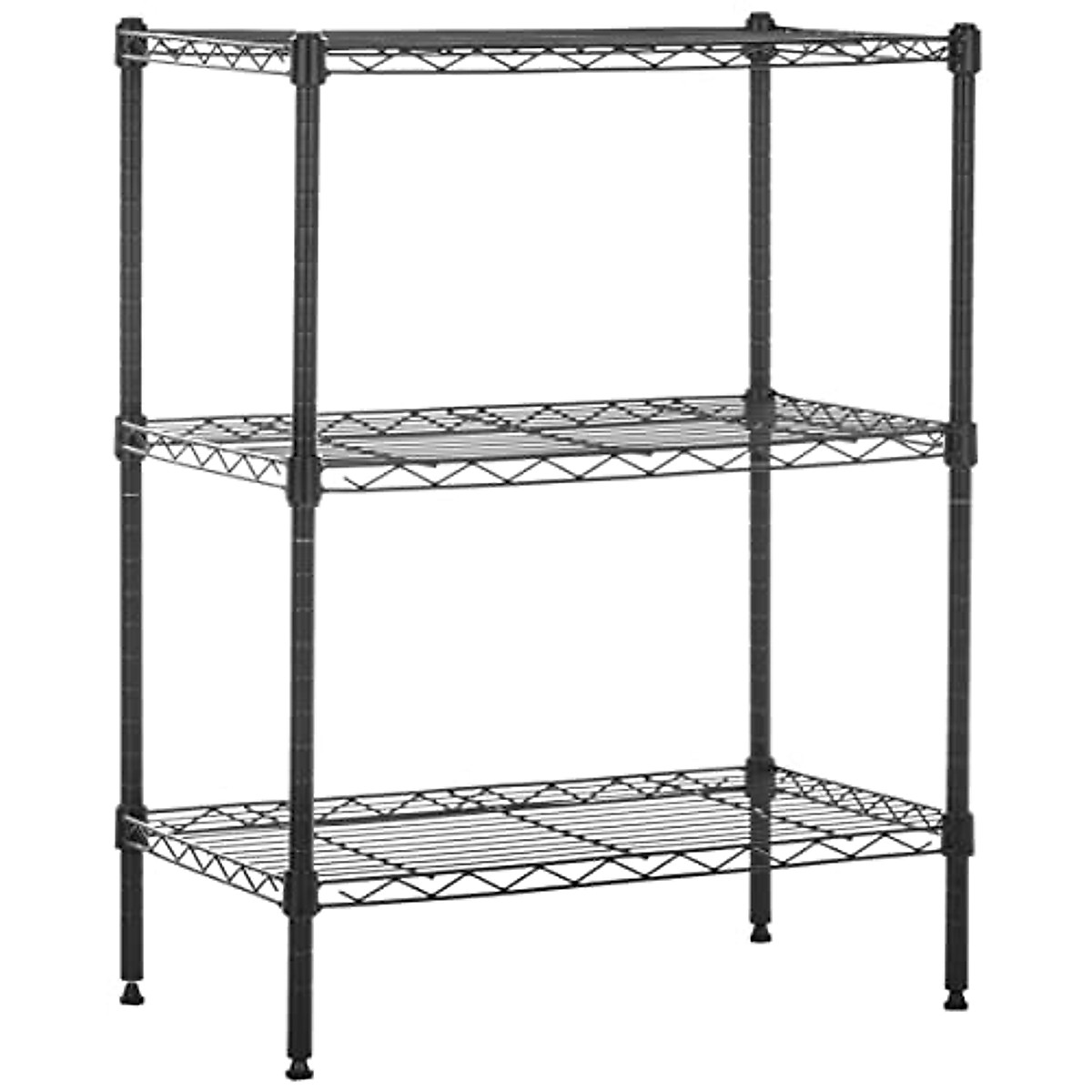 Amazon Basics 3-Shelf Adjustable, Heavy Duty Storage Shelving Unit (250 lbs loading capacity per shelf), Steel Organizer Wire Rack, Black, 23.2"L x 13.4"W x 30"H