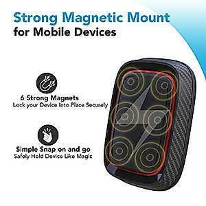 APPS2Car Magnetic Car Phone Holder Mount with 6 Strong Magnets, Windshield Phone Magnetic Holder, Suction Cup Phone Holder for Car, Dashboard Magnet Holder, fit Most Smartphones & Mini Tablets