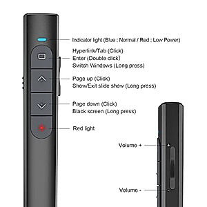 SSPONT Presentation Clicker for PPT, Wireless Presentation Remote, Laser Pointer for Presenter, Slide Advancer for Slide Show, Powerpoint/Keynote/Google Slides/Classroom, Mac OS/Windows/Linux (JH61)