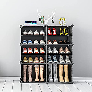 Aeitc Shoe Rack Organizer DIY Shoe Organizer with Key Hook Expandable Shoe Storage Cabinet Stackable Space Saver Shoe Rack for Entryway, Hallway and Closet,48 Pair