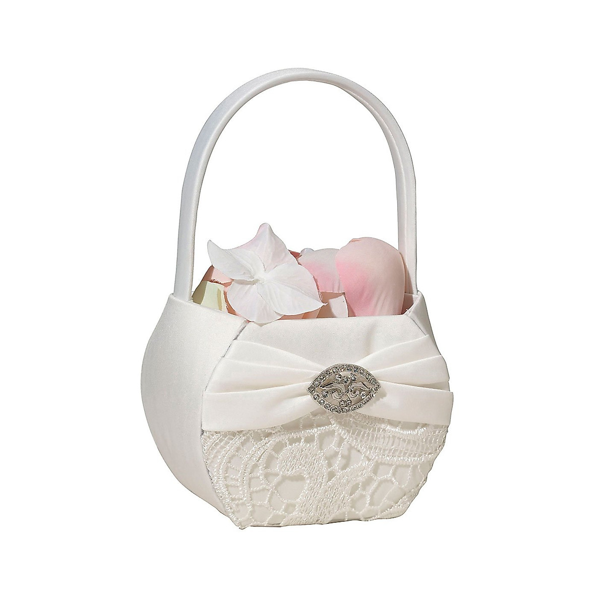 Lillian Rose Cream Vintage Lace Wedding Flower Girl Basket