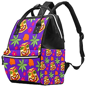 Hawaiian Alohas and Leaves Diaper Bag Backpack Baby Nappy Changing Bags Multi Function Large Capacity Travel Bag