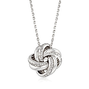 Ross-Simons Italian Sterling Silver Love Knot Pendant Necklace. 18 inches