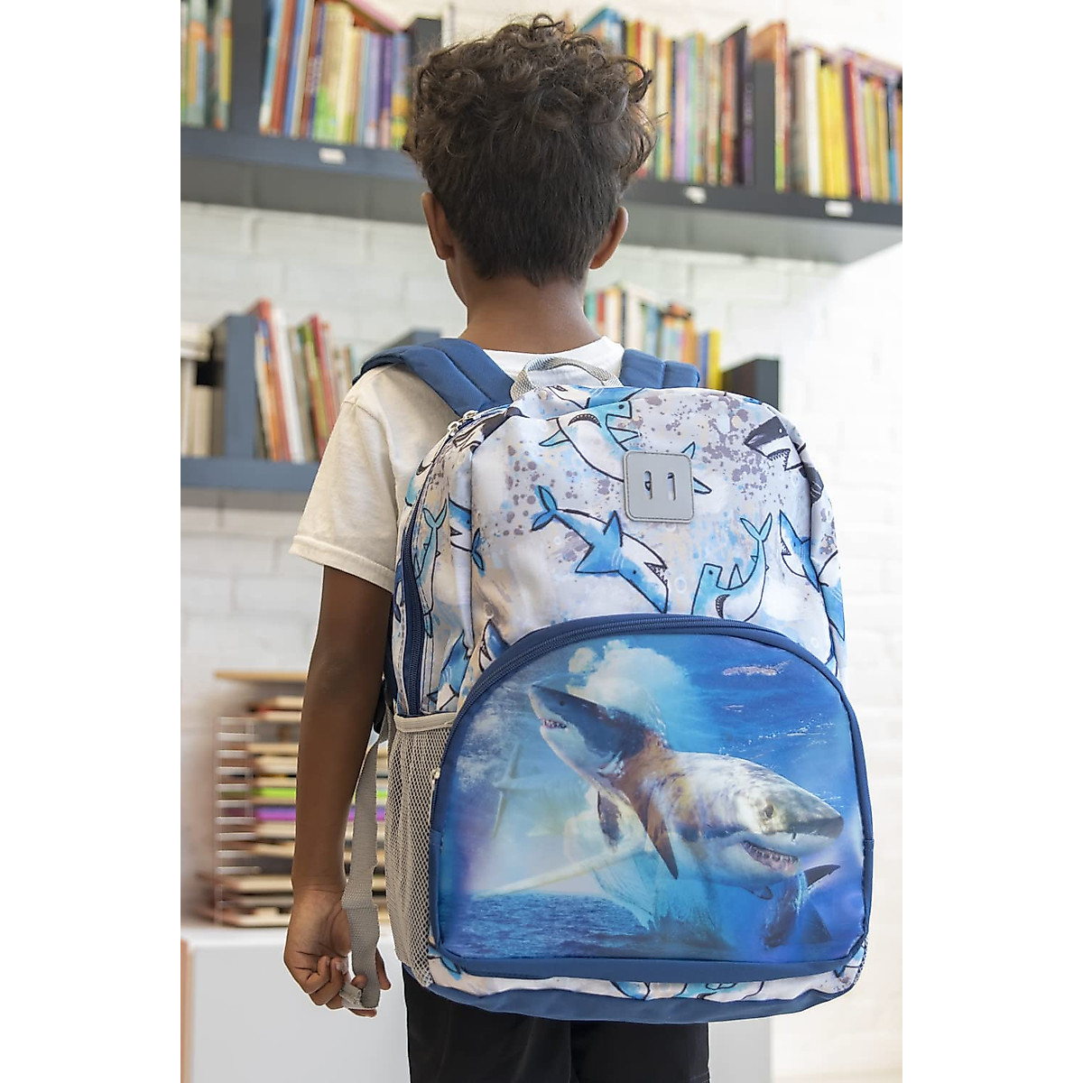 Picture Changing Lenticular Dinosaur Backpack for Boys – Elementary and Middle School Hologram Backpack (Sharks)