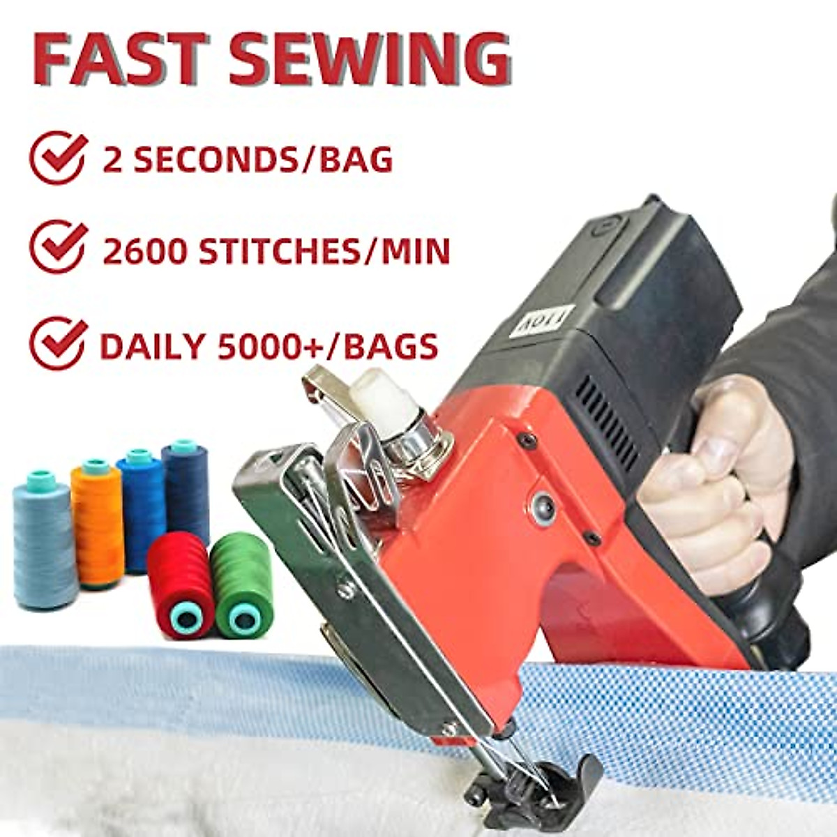 SDRTOP Electric Bag Sewing Machine Industrial Handheld Bag Closer Closing Stitcher GK9-900 Automatic Woven Bag Sewer Packing Machine for Rice Woven Leather Snakeskin Bag Sack