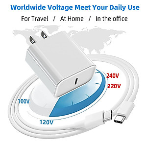 GKW Fast Charger for iPad with USB-C Port, iPad Pro Chargers, 20W USBC Fast Charging 10 ft for iPad 12.9/11/10.9 inch, Air 5th/4th, Mini 6th, 10th Generation, 10ft C to C Cable, 2Pack, White
