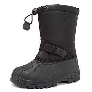 CIOR Kids Snow Boots for Boys Girls Toddler Winter Outdoor Boots Waterproof with Fur Lined(Toddler/Little Kids/Big Kid) TX1-Black-28