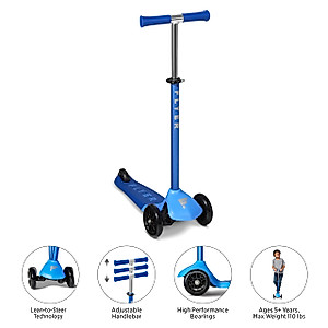 Flyer Glider Pro, Radio Flyer Lean to Steer Kids Scooter, Blue, for Kids Ages 5+ Years