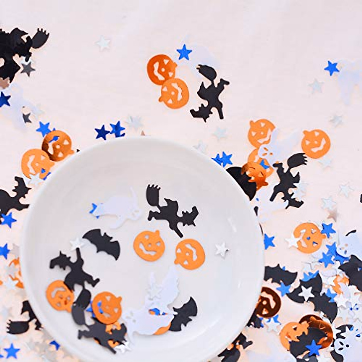 NUOBESTY Halloween Party Favor Thanksgiving Day Confetti Art Craft Star Sequins Confetti for Halloween Night Decked Dinner Table Decor Party Decoration Confetti Sprinkle Dining Table