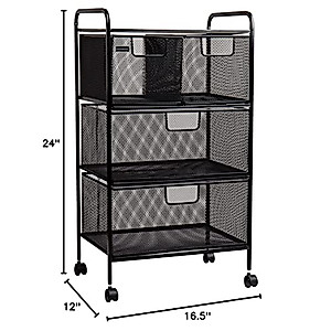 Mind Reader 4DRMESH-BLK Rolling Cart, Black