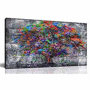 ZHAOSHOP Tree Wall Art Decor - Graffiti Pictures for Living Room - Large Canvas Wall Decor for Bedroom Ready to Hang Size 40"x 20"