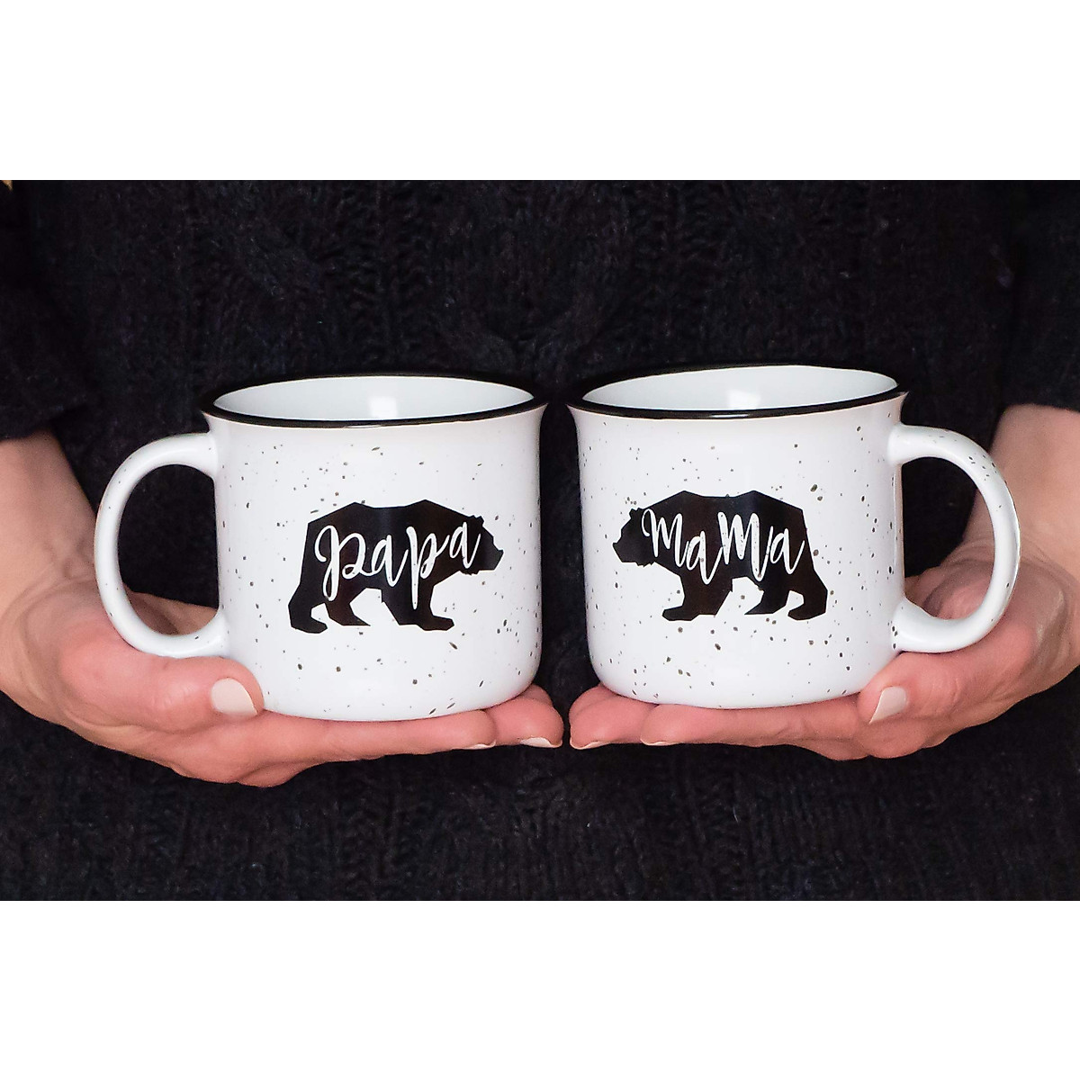 CAM N HONEY Farmhouse Mama Bear & Papa Bear Funny Campfire Couples Coffee Mug Set | 14oz Ceramic Mugs | Mama Bear Mug, Papa Bear Mug | Perfect for Parents