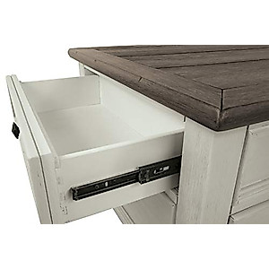 Signature Design by Ashley Bolanburg Farmhouse Lift Top Coffee Table with Drawers, Antique Cream & Brown