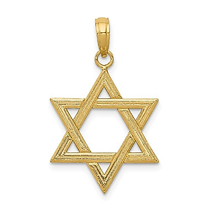 Diamond2Deal 14k Yellow Gold Star of David Pendant 26mm L-