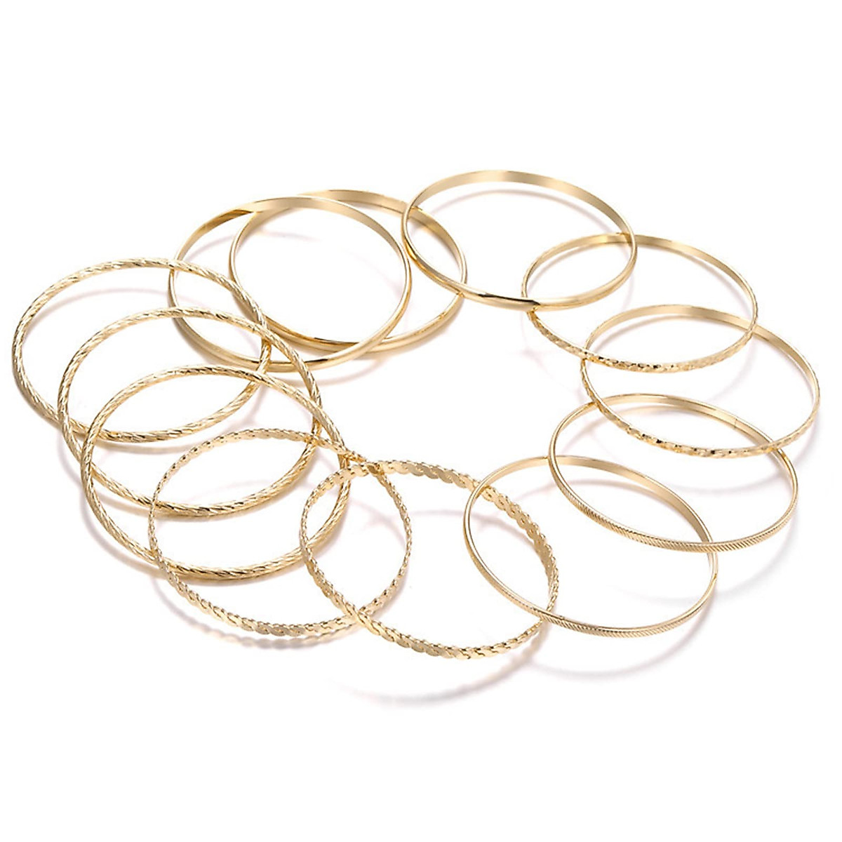 Aonklot Indian Bangles for Women Gold Stackable Bangle Bracelets Set Layers Bohemica Bracelets Multi Cuff Bangle Bracelet Wedding Jewelry for Women Girls