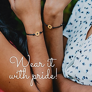 Bee Kind Sunflower String Bracelet Set with Adjustable Braided Nylon Rope comes with Personalized Gift with Box for Women Made With Nickel-Free